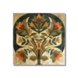 Earth Tones Ceramic Tile Plant Design Kitchen Backsplash Tile Bathroom ...