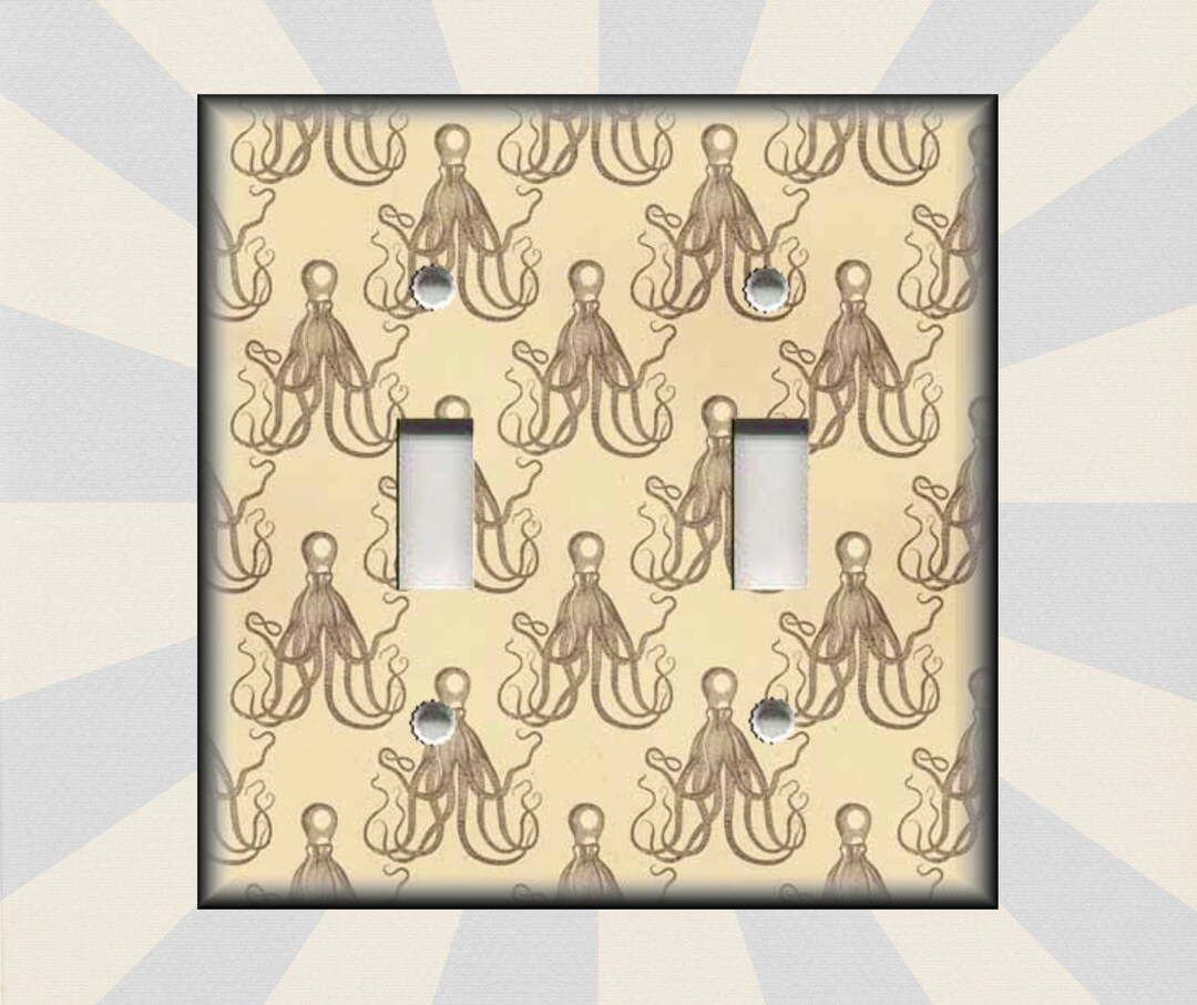 Octopus Switch Plate - Octopus Decor - Brown and Cream Octopus Decor ...