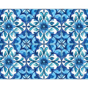 Patterned Blue Ceramic Tile Blue Kitchen Backsplash Tile Unique Ceramic ...