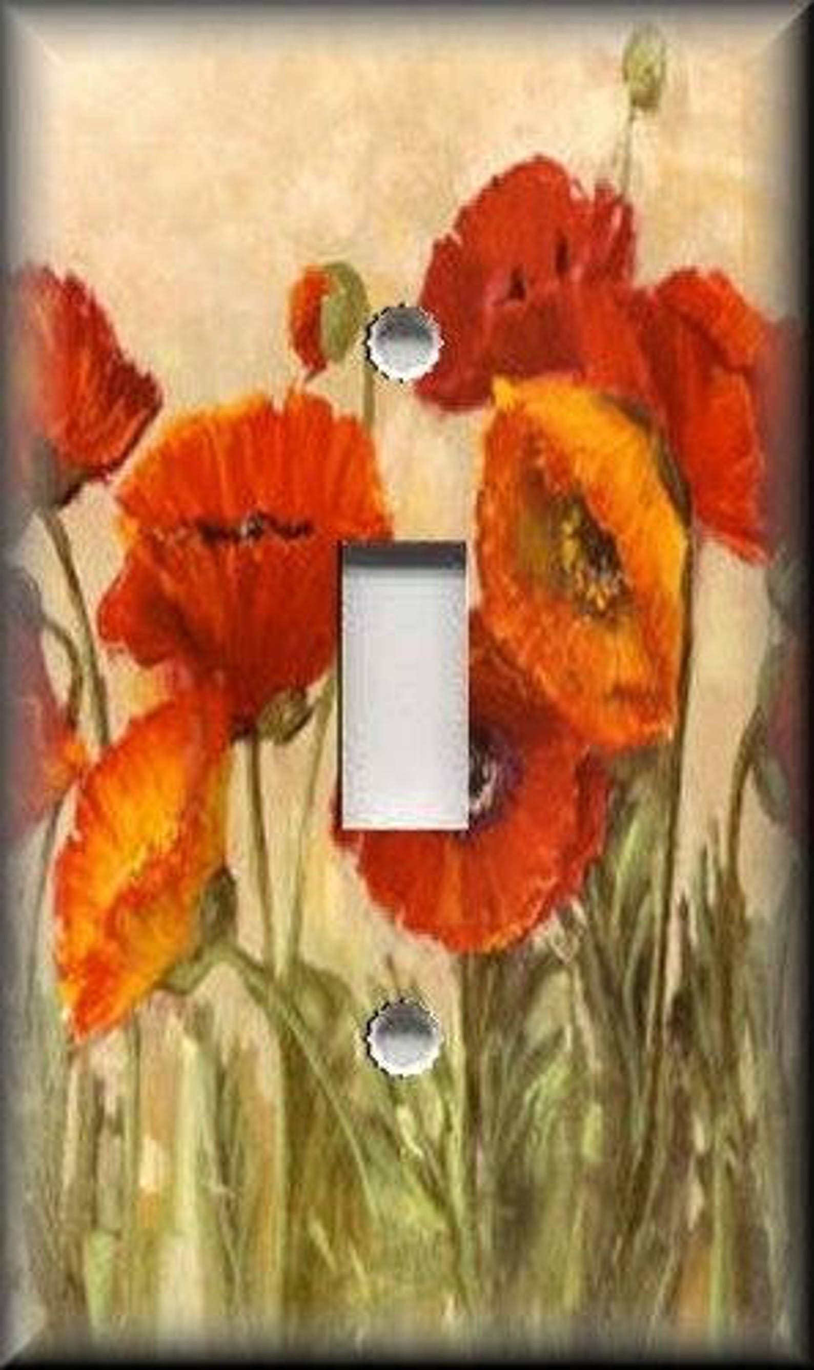 Orange Poppy Flowers Switch Plate Covers - Metal Light Switch Plate ...