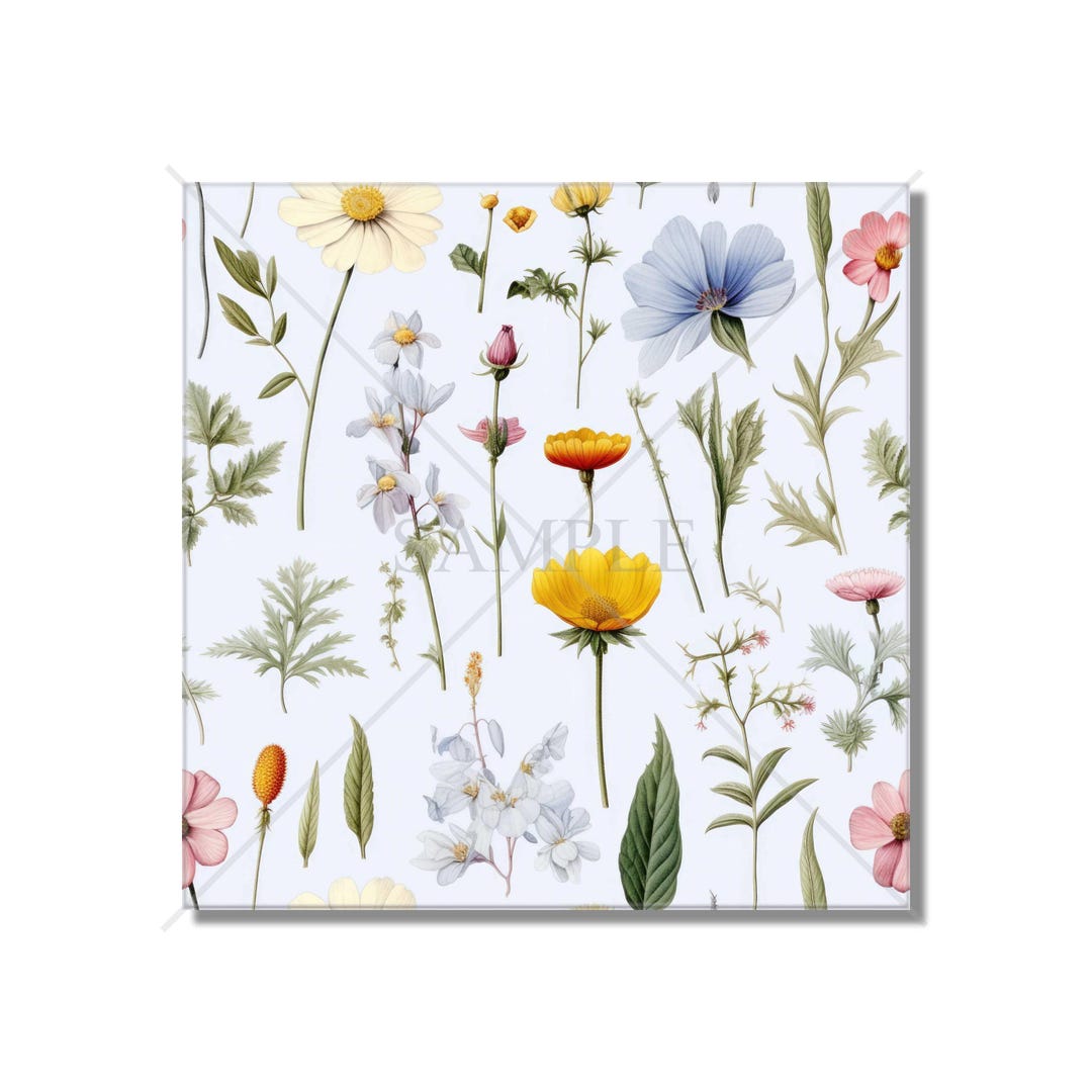 Botanical Floral Ceramic Tile - Kitchen Backsplash Tile - Bathroom Tile ...