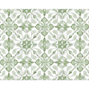 Green and White Decorative Ceramic Tile - Kitchen Tile Green Backsplash ...