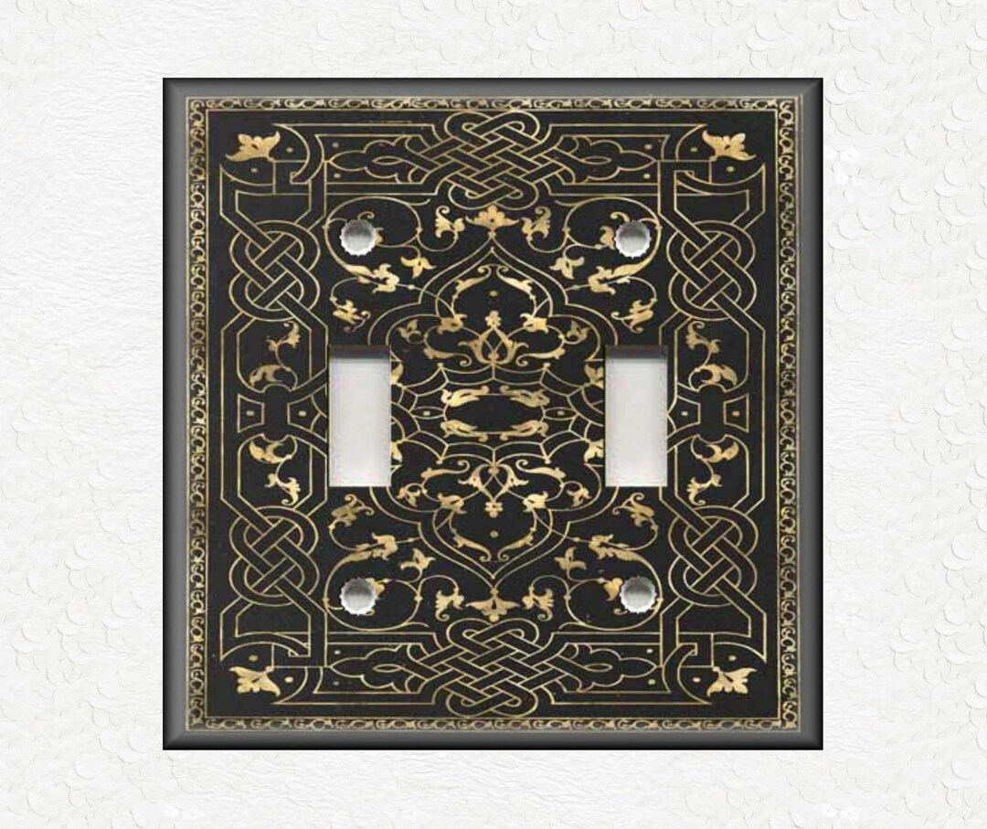 Art Deco Gold and Black Metal Switch Plate Covers and Outlet Covers Set ...
