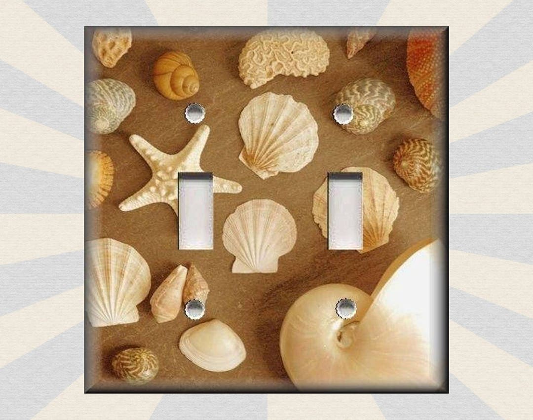 Golden Beach Shells Switch Plate Cover - Metal Light Switch Plate Cover ...