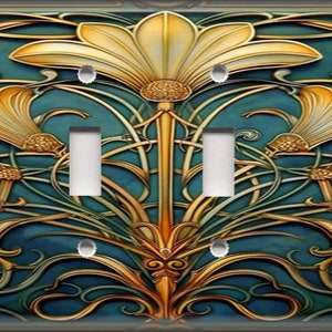 Antique Art Deco Design Metal Light Switch Covers and Outlet Covers ...