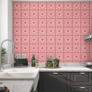 Red and White Ceramic Tile - Decorative Tile Red Design Backsplash Tile ...