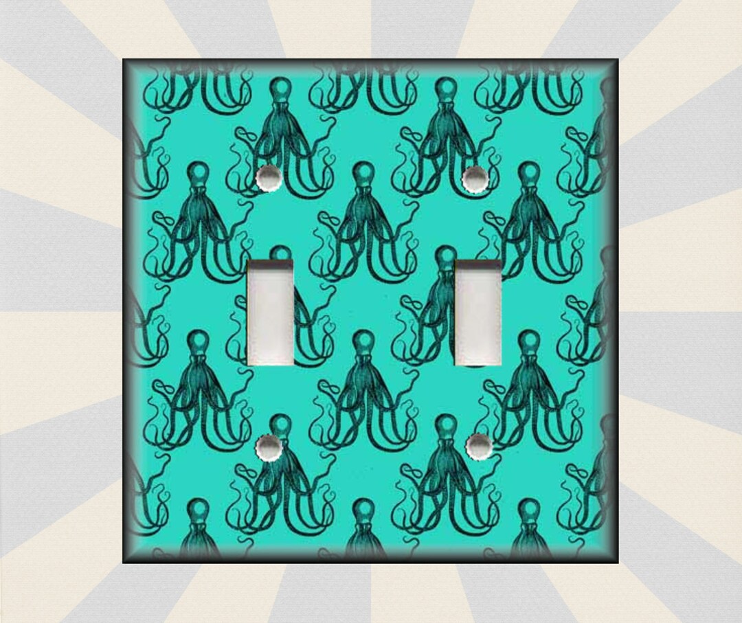 Octopus Switch Plate - Octopus Decor - Turquoise and Black Octopus ...