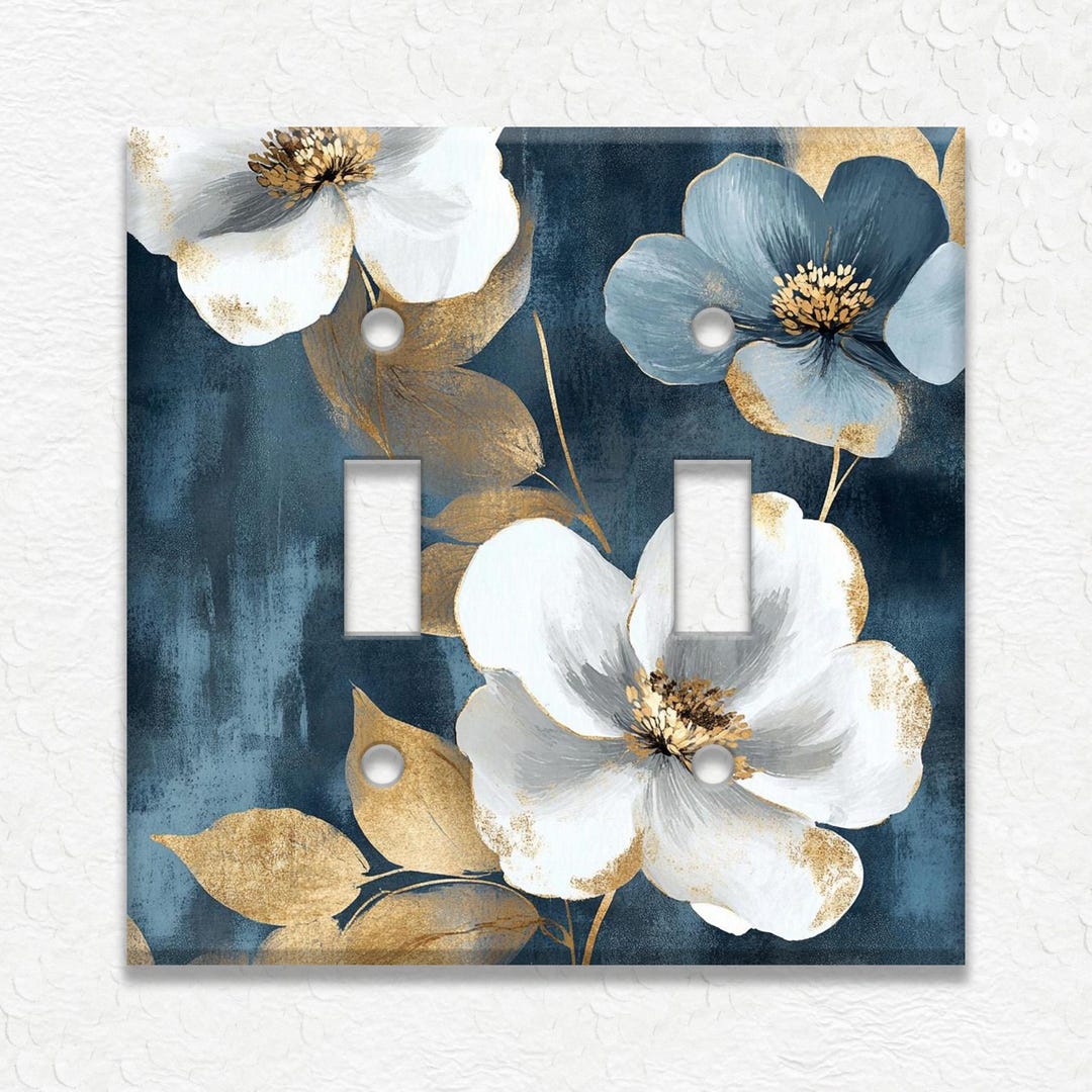 Blue Floral Switch Plate Covers and Outlet Covers Light Floral Switch ...