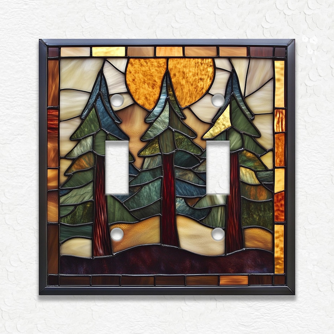 Decorative Switch Plate Covers Stained Glass Pine Tree Design ...