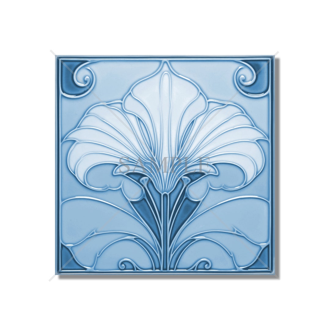 Ceramic Tile Kitchen Backsplash Tile - Blue Ceramic Tile Vintage Art ...