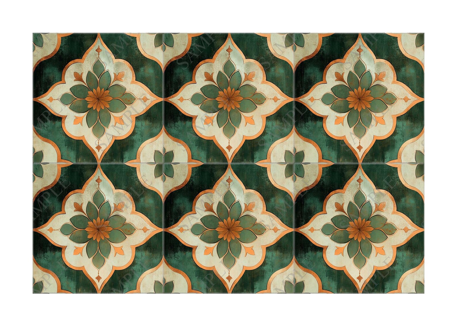 Green Copper Ceramic Tile - Vintage Aged Design Tile - Unique Green ...