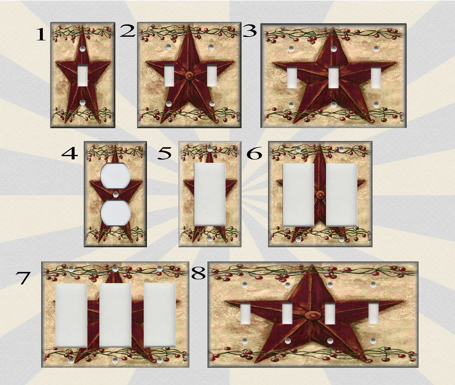 Red Barn Star Berries Farmhouse Decor Red Star Country Decor - Etsy