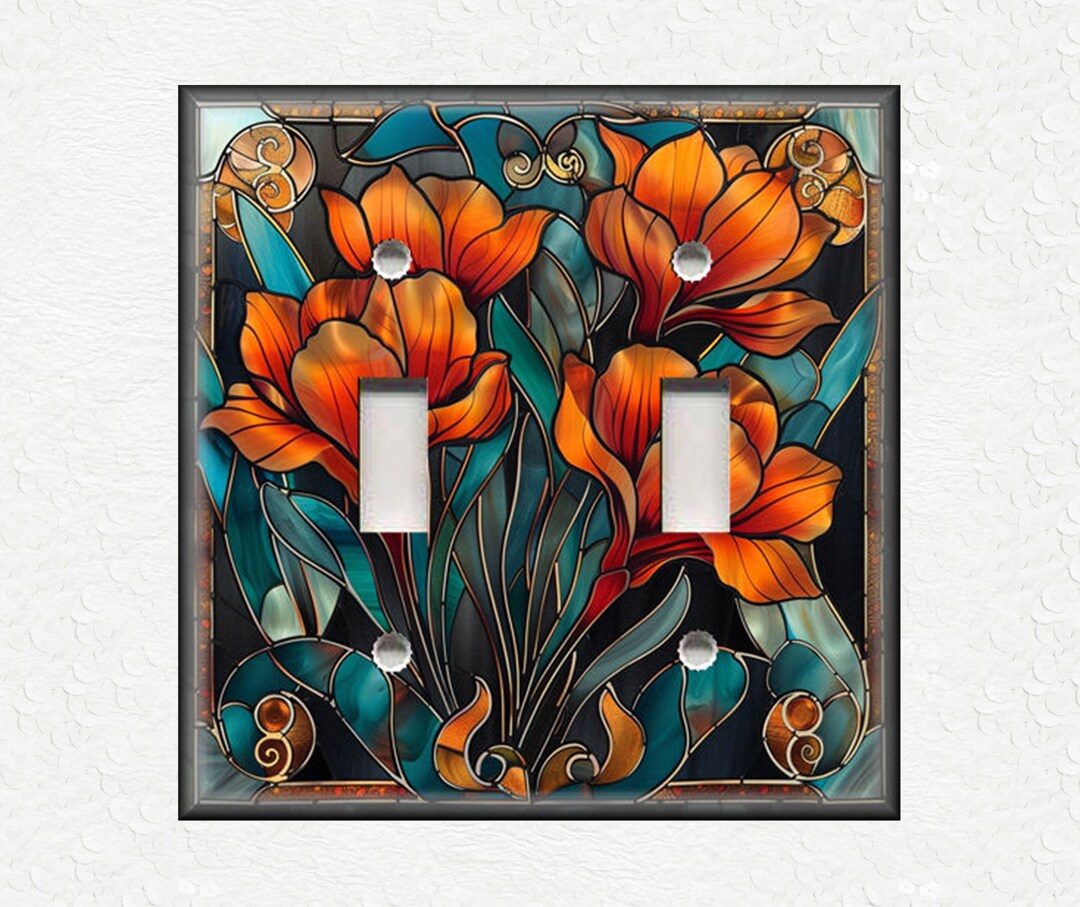 Red Orange Floral Switch Plate Covers and Outlet Covers - Unique Light ...