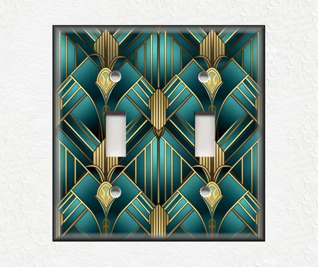 Art Deco Design Metal Light Switch Covers and Outlet Covers - Turquoise ...