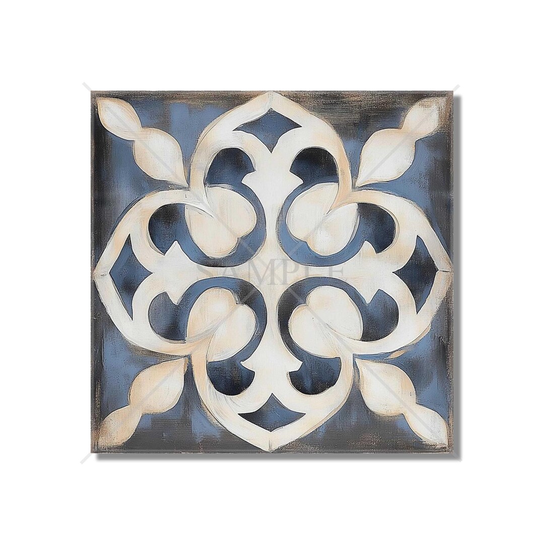 Ceramic Tile Blue Gray White - Patterned Tile Backsplash Blue Kitchen ...