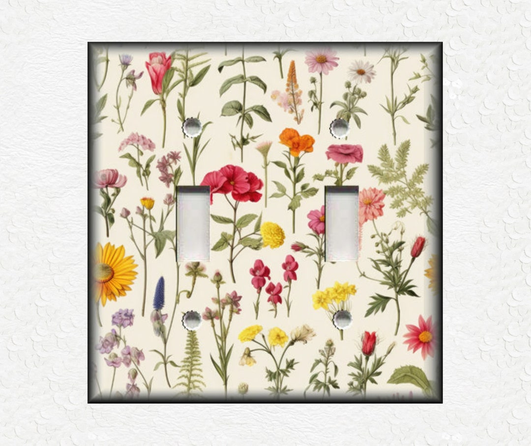 Botanical Pressed Flowers Light Switch Cover Botanical Art Design Home ...