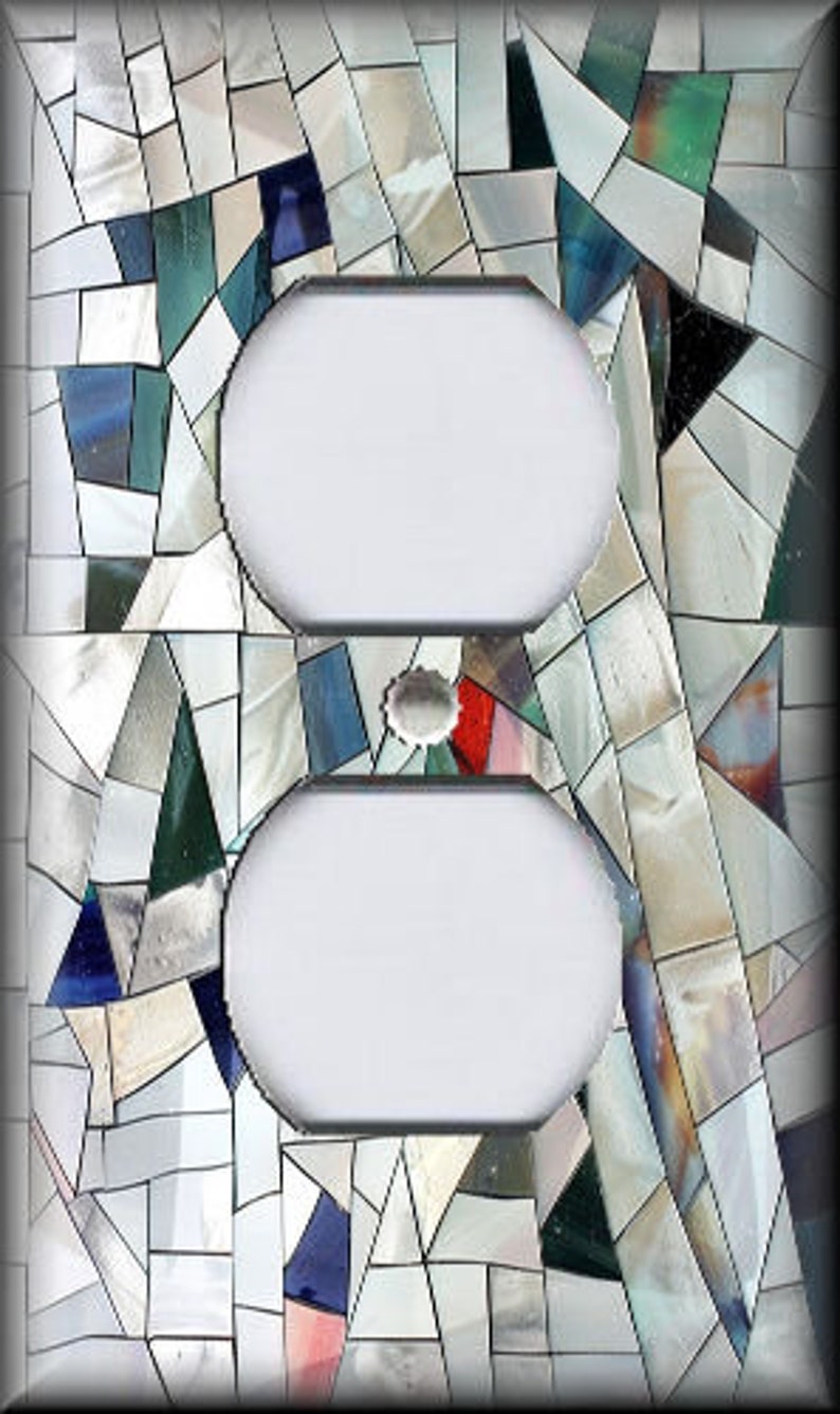Multi Colored Stained Glass Mosaic Design - Metal Switch Plate Covers ...
