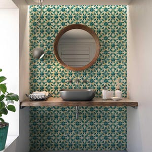 Blue Green Ceramic Backsplash Tile - Patterned Kitchen Tile - Unique ...