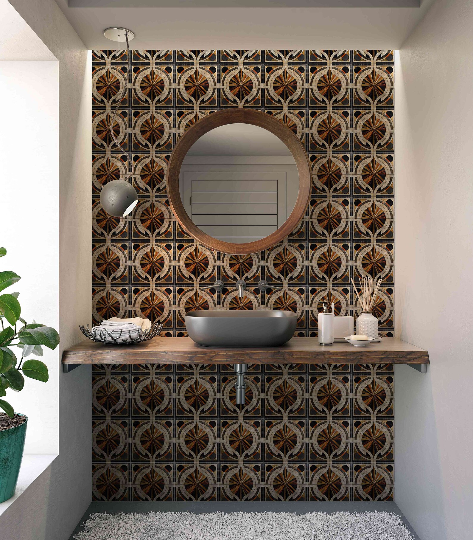 Art Deco Ceramic Tile Vintage Art Deco Design Black Gold Copper ...