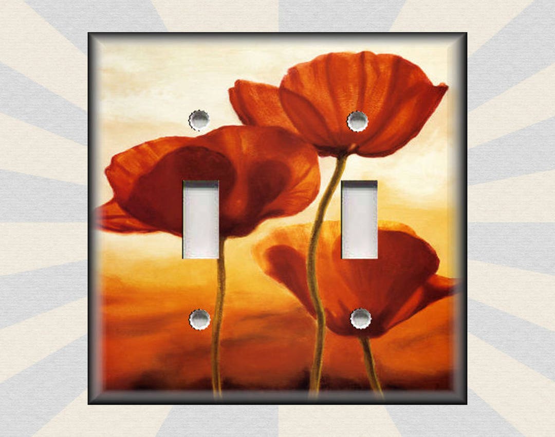 Poppy Flower Switch Plate Covers - Metal Light Switch Plate Cover ...