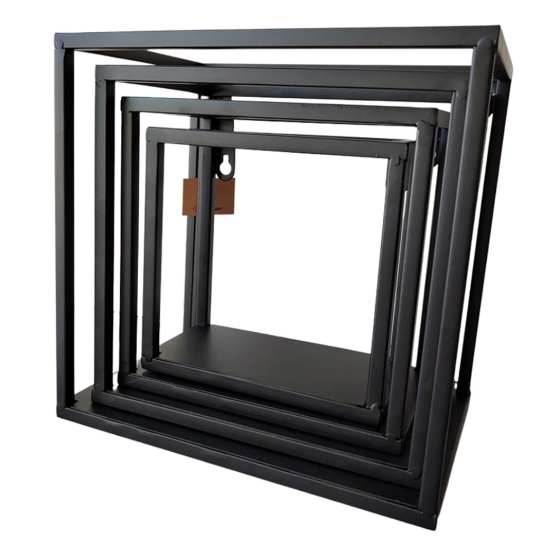 Hansmeier Metal Wall Shelf Metal Shelf Set of 4 Black - Etsy