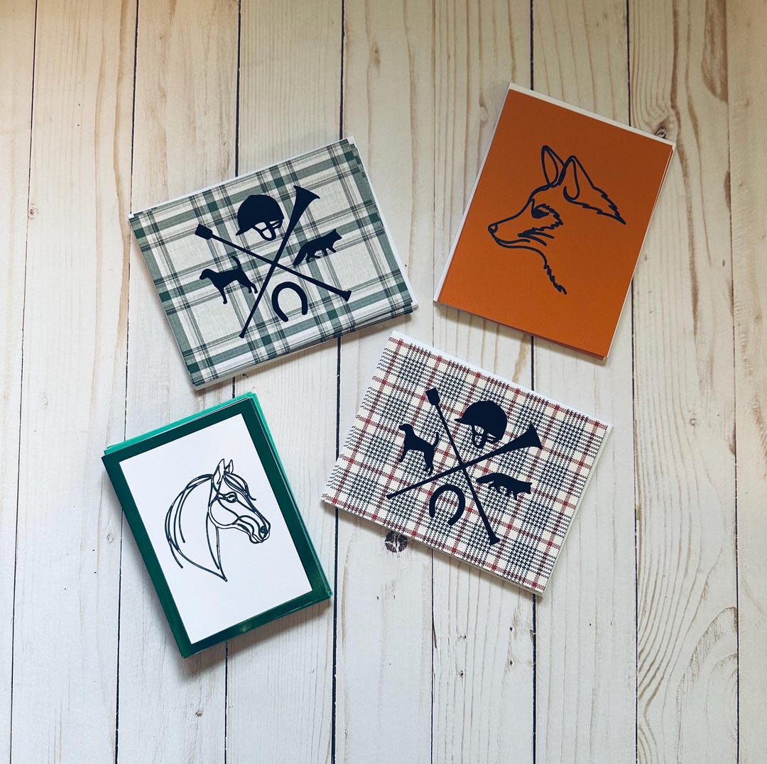 Equestrian Horse Fox Hunting Cards, Set of 4 or 8 - Etsy