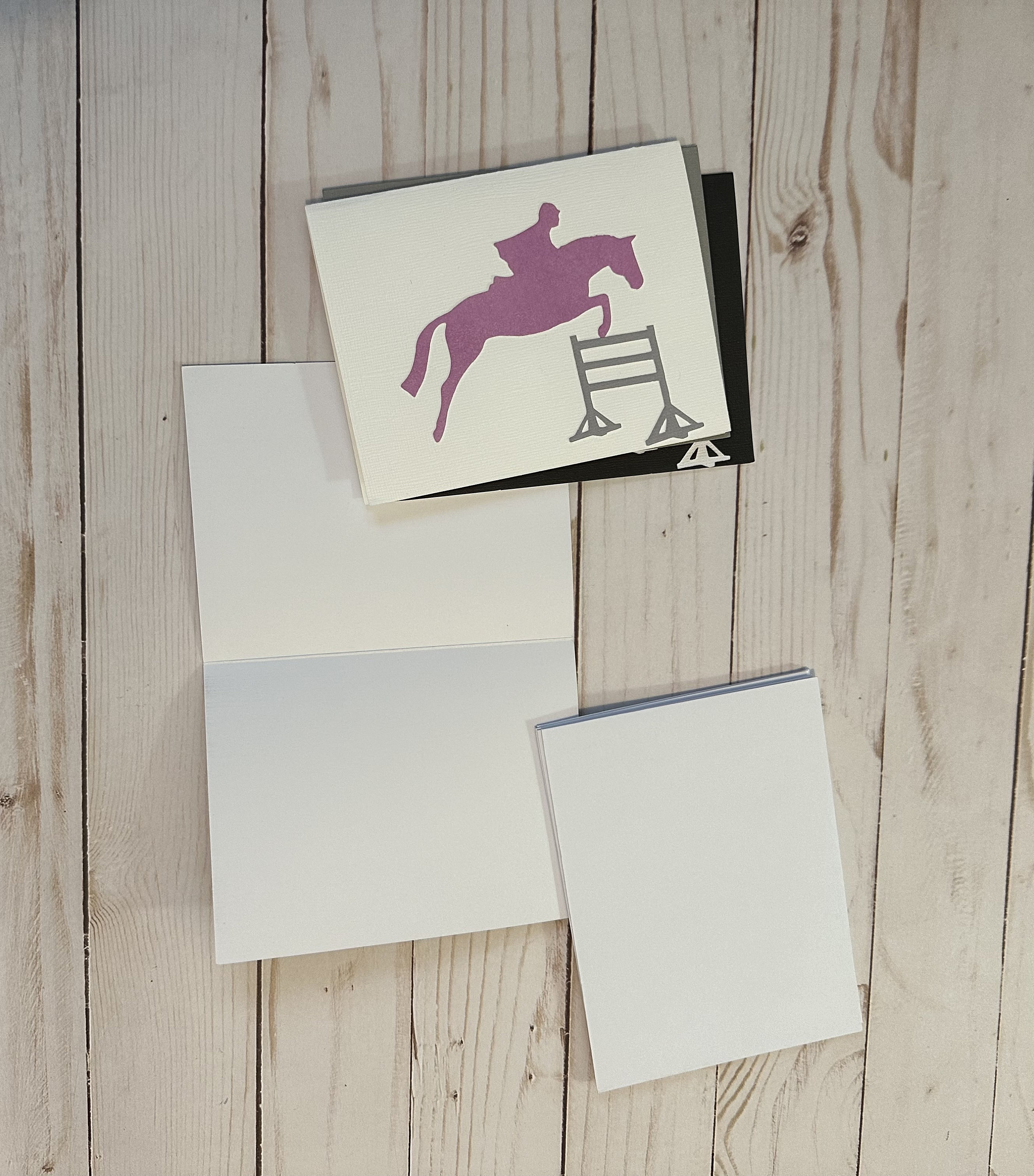 Horse Equestrian Jumping Blank Note Greeting Cards, Set of 4 - Etsy
