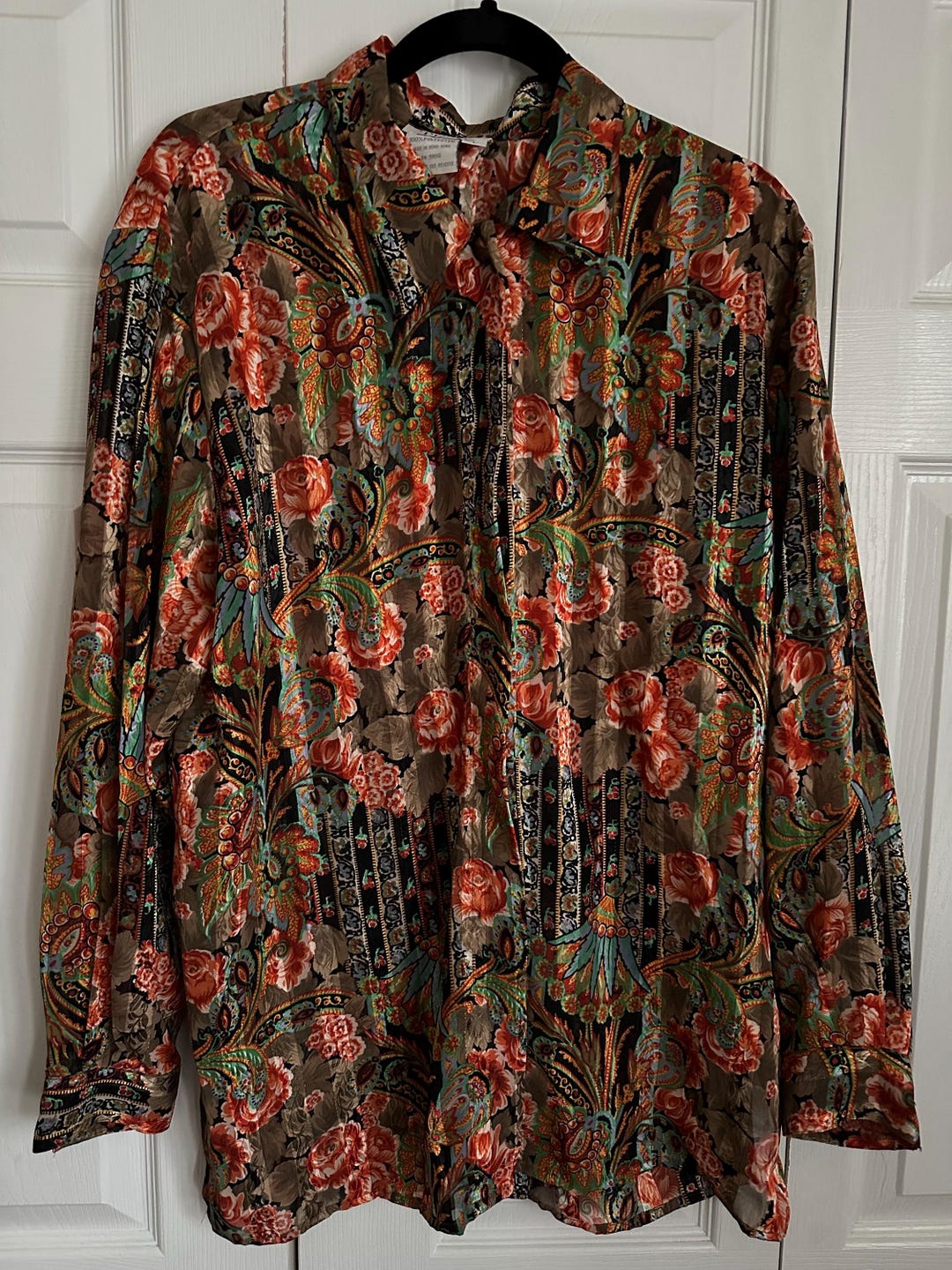 Tess Vintage 90s Button up Blousesz L Gaudy Glam Multicolor Quiet ...