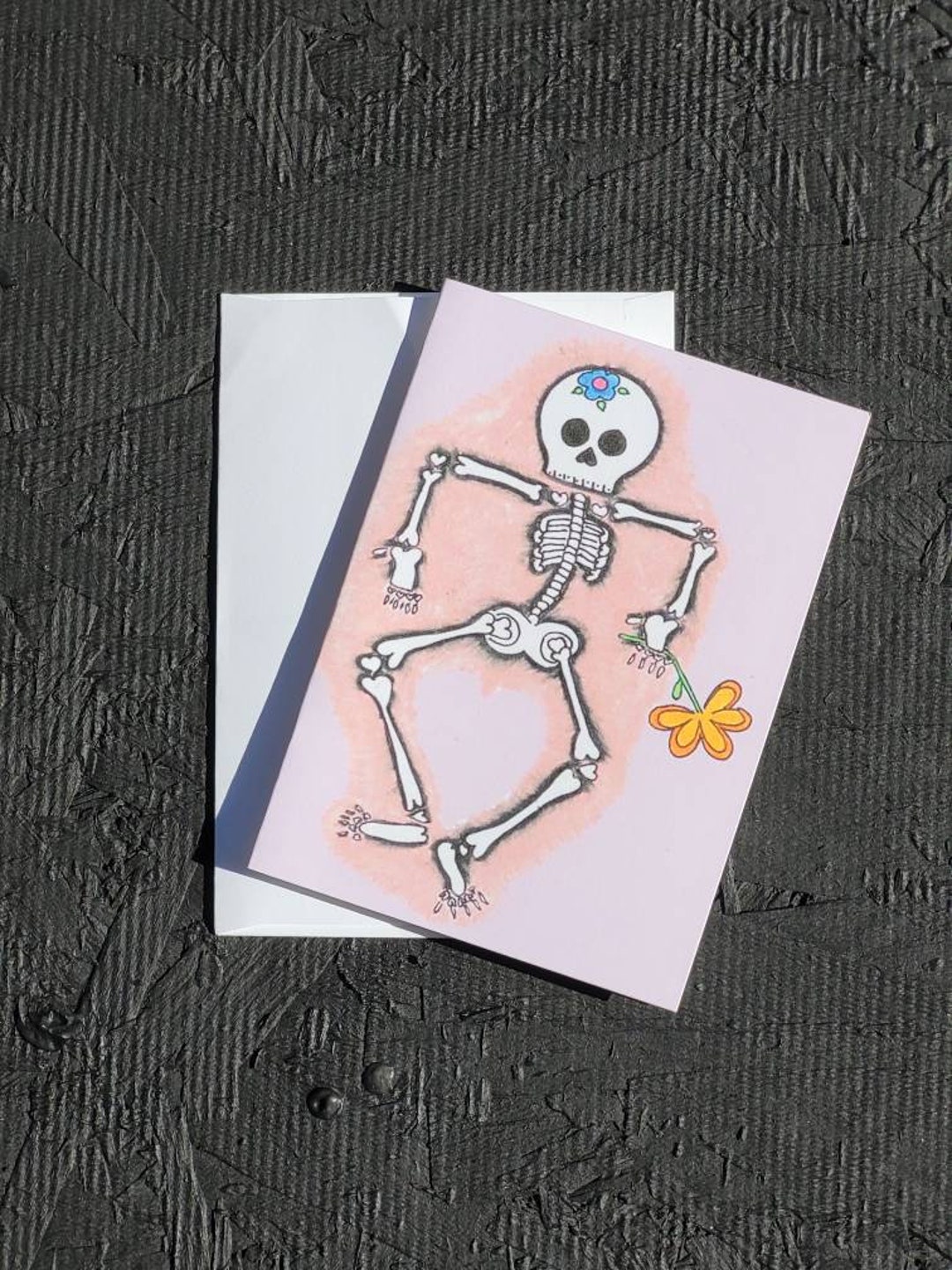 Skeleton Note Cards Halloween Card Day of the Dead Card Pink Skeleton ...