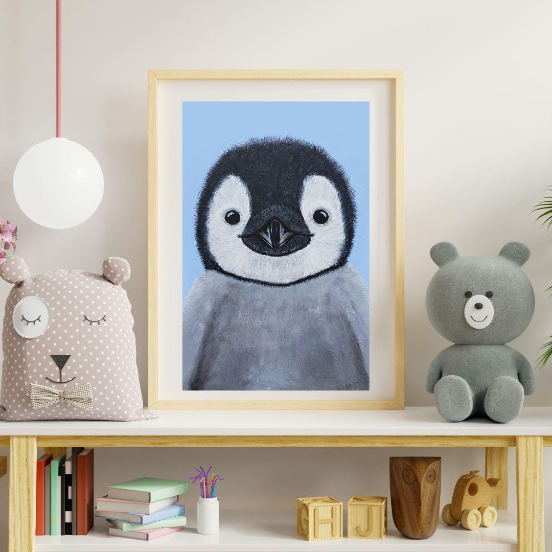 Penguin Art Print Baby Penguin Nursery Art Baby Animal Art Kid Room Art ...