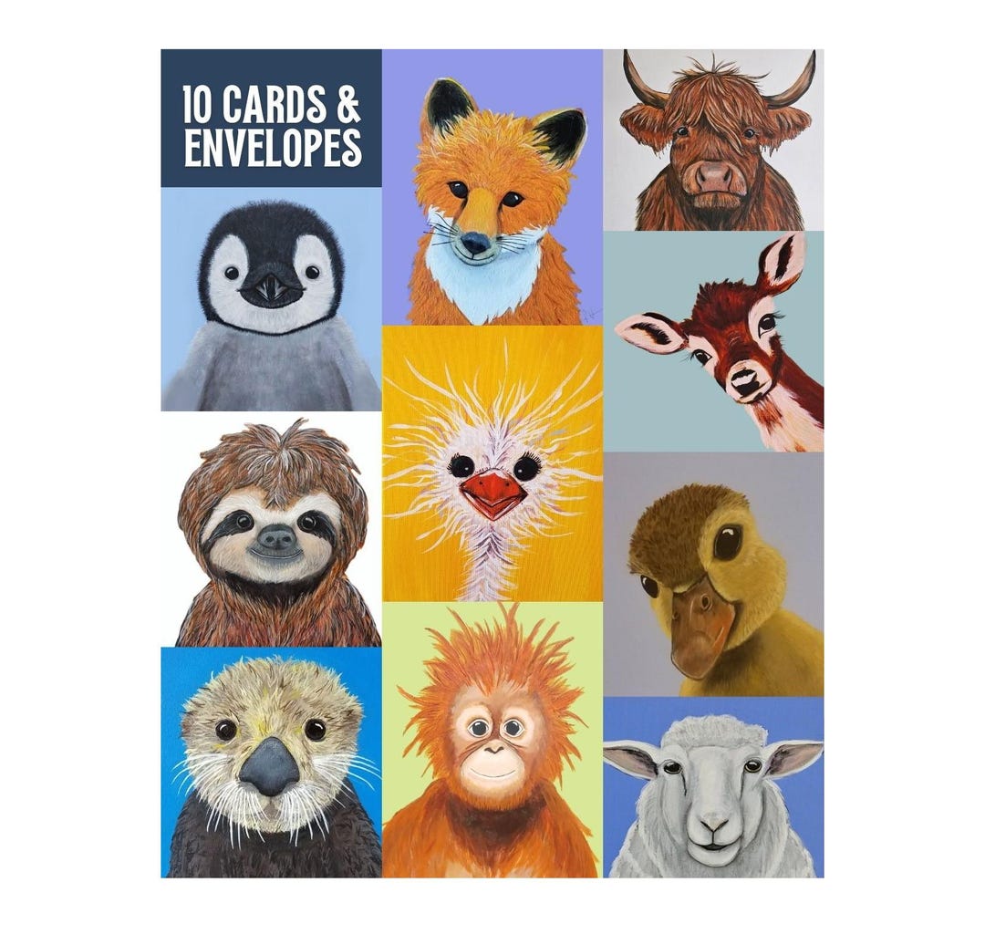 Adorable Animal Note Cards: Variety Pack of 10 Blank Cards - Etsy