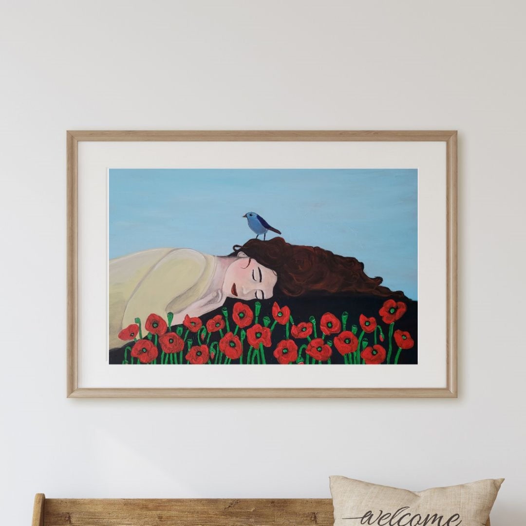 Naptime Art Print Napping in a Field of Poppies Wall Art - Etsy