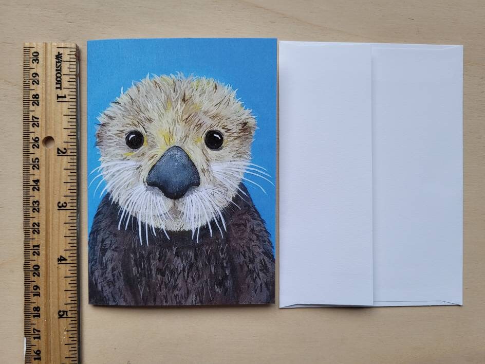 Otter Note Cards Sea Otter Blank Note Cards Thank You | Etsy
