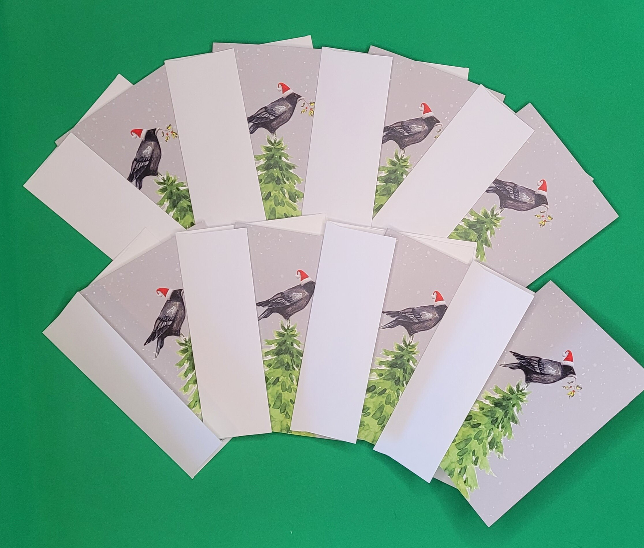 Santa Crow in Snowy Tree Holiday Cards, Christmas Cards, Happy Holidays ...