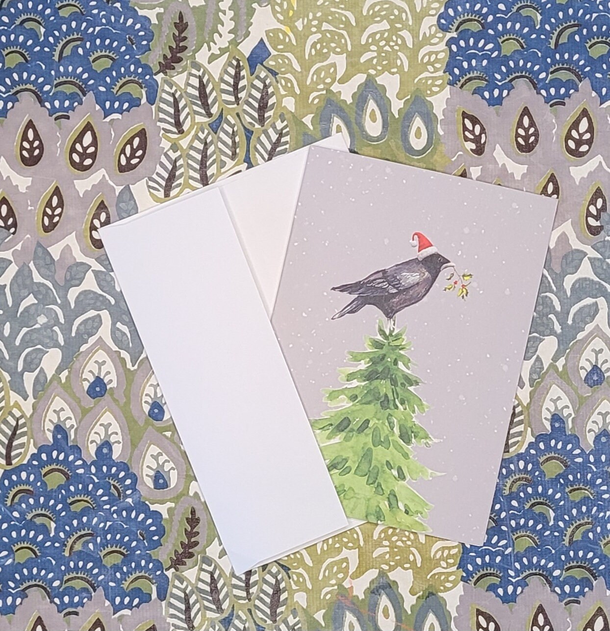 Santa Crow in Snowy Tree Holiday Cards, Christmas Cards, Happy Holidays ...