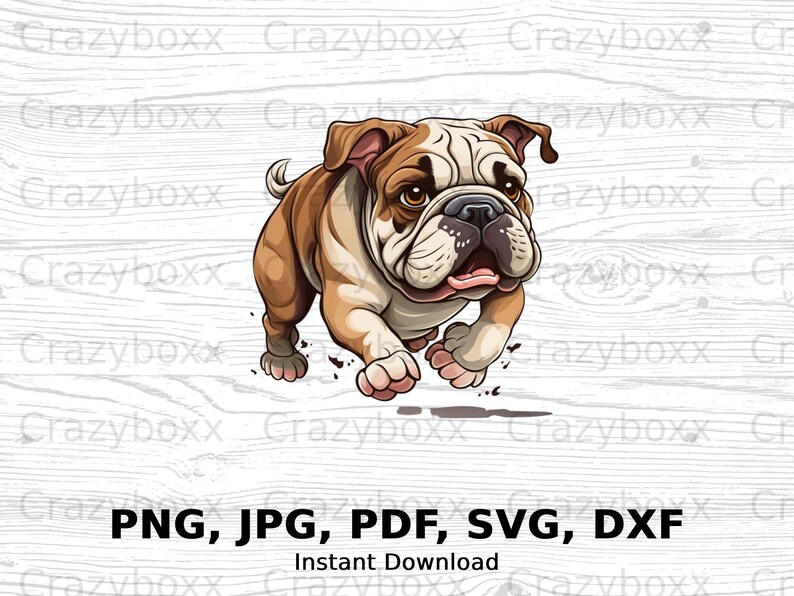 Bulldog Running, Instant Download, Clipart, Digital File, Digital ...