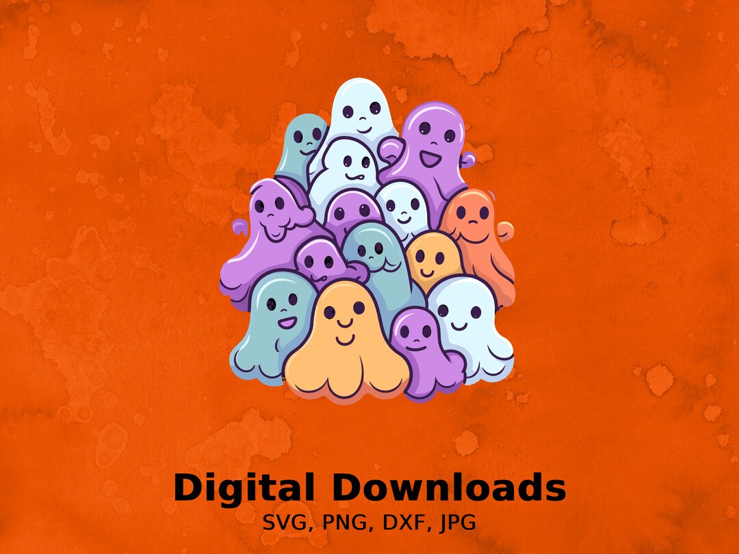 Colorful Cute Ghosts PNG SVG Funny Ghost Instant Download - Etsy