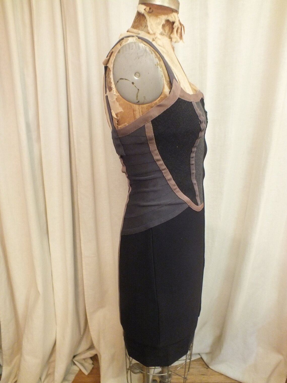 Herve Leger Dress in Black Grey Designer Dress Size M - Etsy