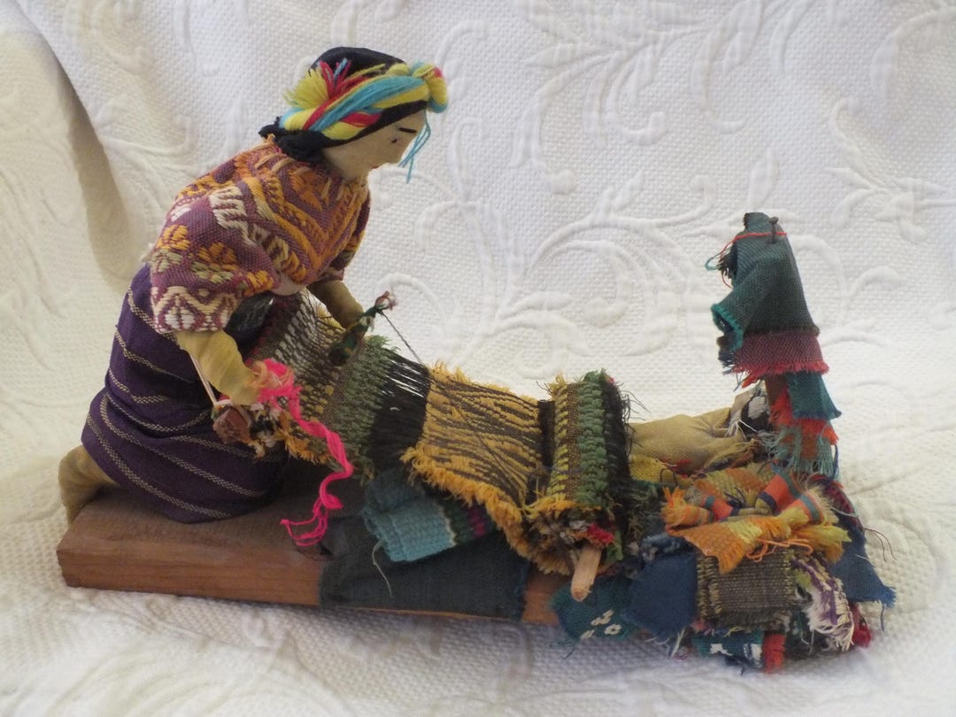 Folk Art Weaver Figure Indigenous Woman Weaving Textiles Handmade - Etsy