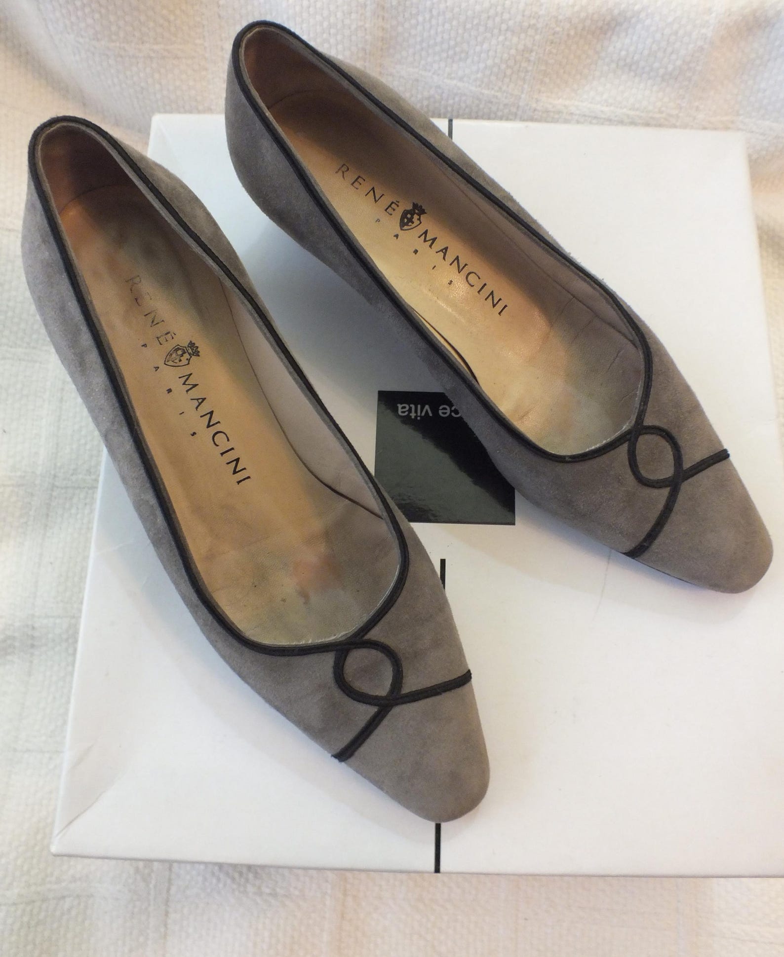 Vintage Classic Gray and Black Suede Shoes by Rene Mancini Paris With ...