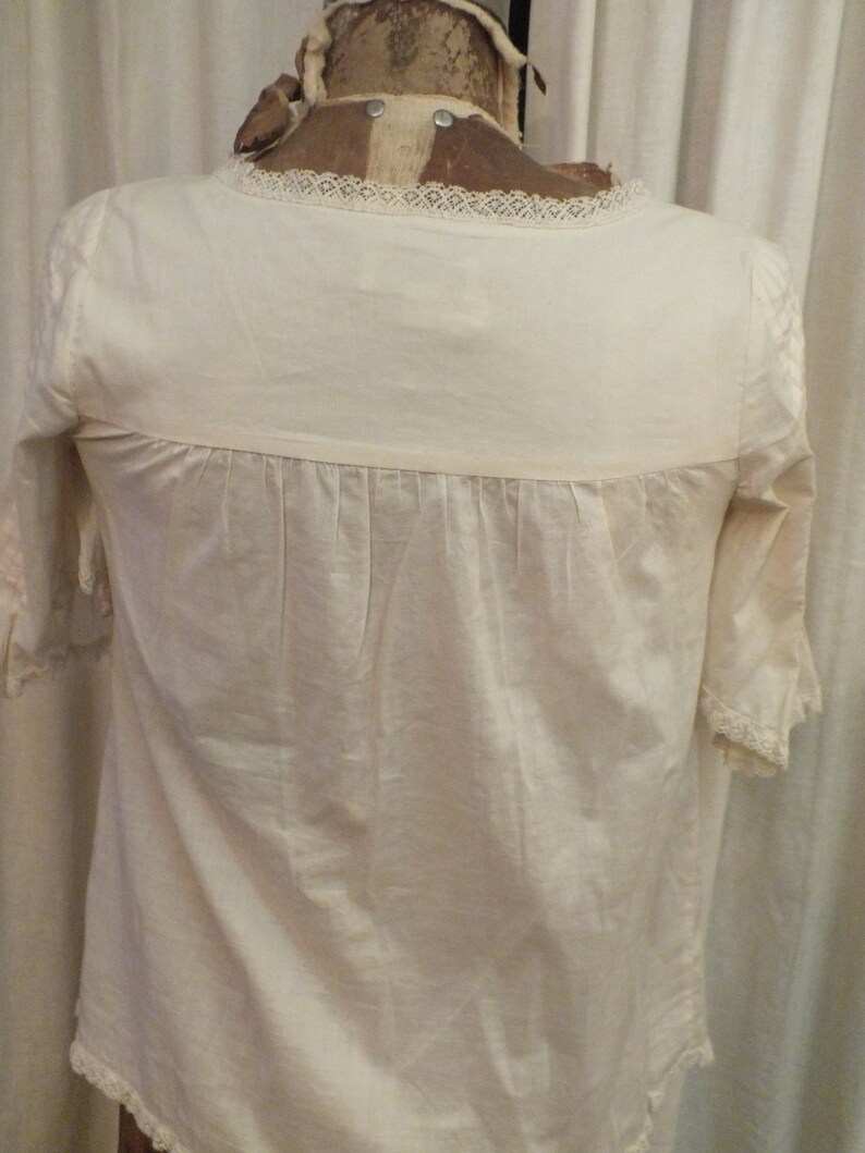 Victorian Pleated Style Top/blouse With Lace Detail and Bell Sleeves ...