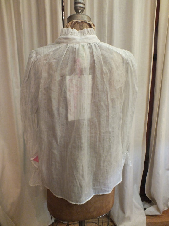 Romantic Ruffle Blouse Gauze and Metallic Stripes Sz S - Gem