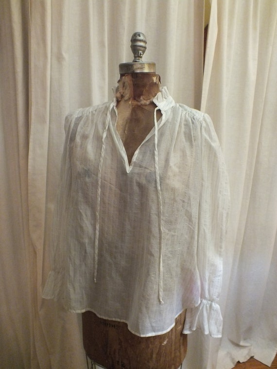 Romantic Ruffle Blouse Gauze and Metallic Stripes Sz S - Gem