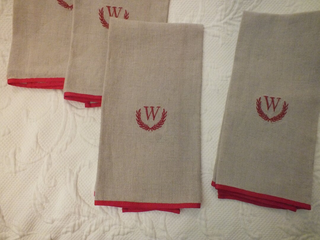 Mark and Graham Set of 4 Napkins. Linen. Monogrammed With "w". Flax ...