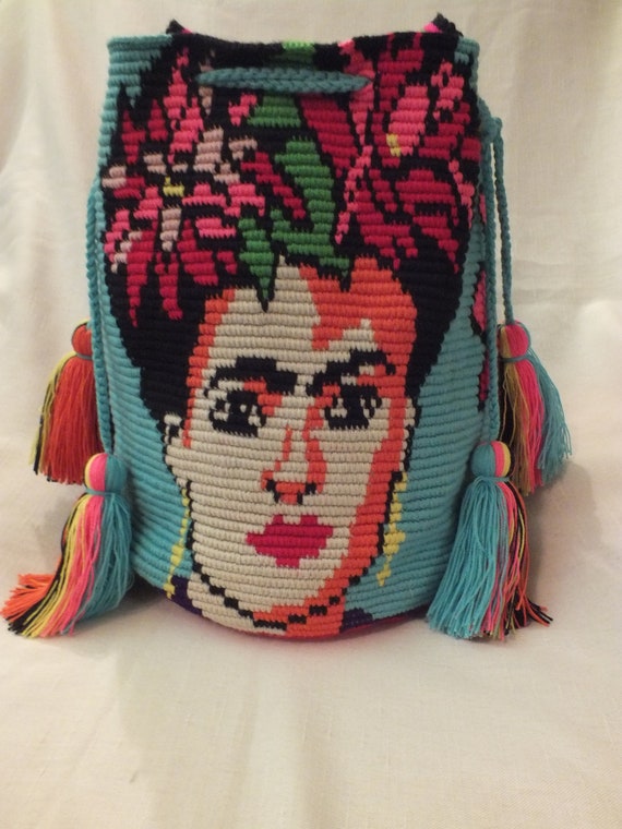 Frida Kahlo Gorgeous Colorful Artesan Sack Bag - Boho… - Gem
