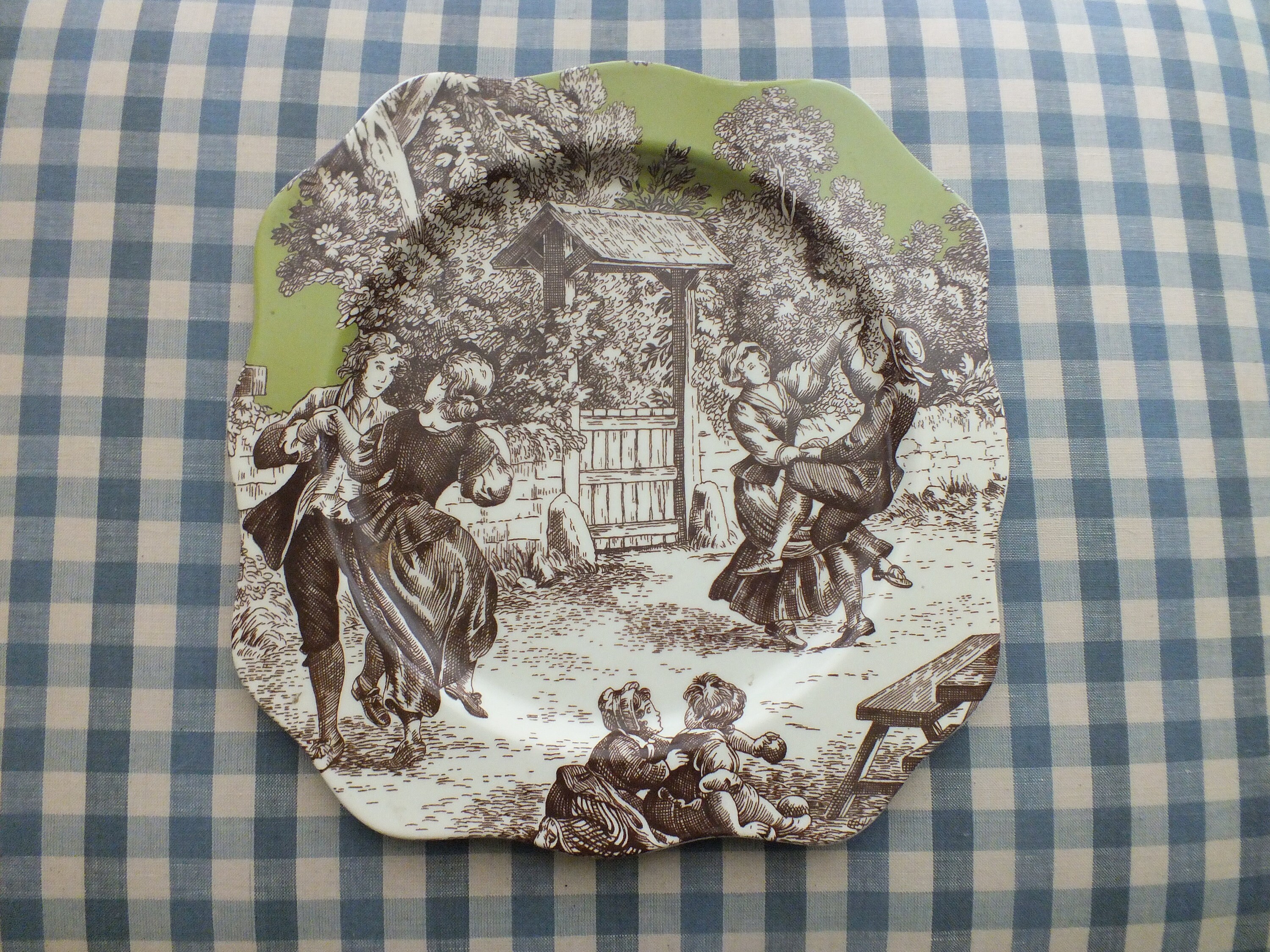 Dancing Couples Plate 18th Century Couples Theme in Green and Brown by ...