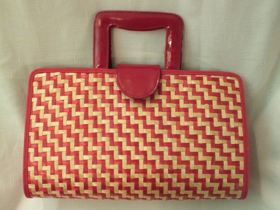 Gorgeous Red Straw Handbag by Lulu Guinness London - Etsy
