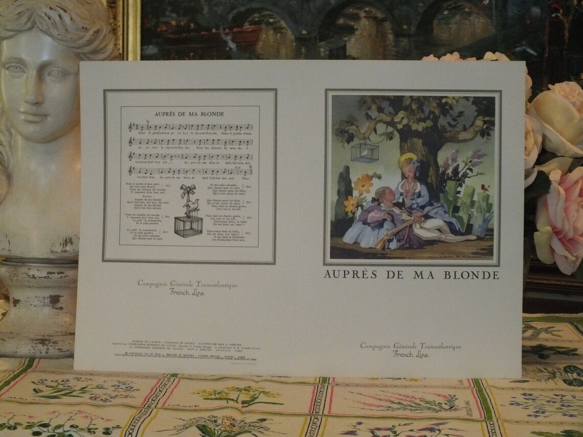 Musical Print 18th Century Theme. French Menu. Printed in France - Etsy