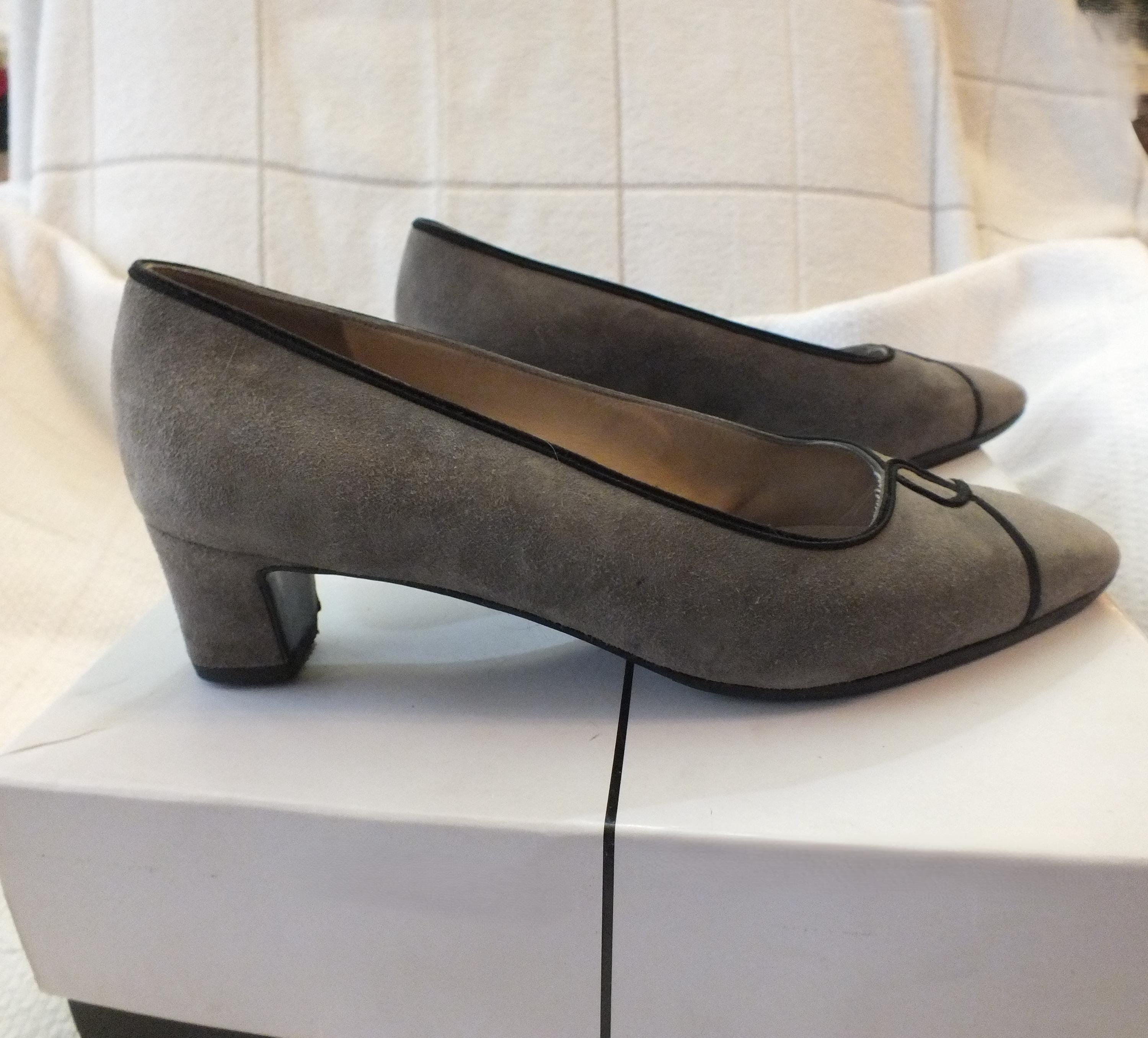 Vintage Classic Gray and Black Suede Shoes by Rene Mancini Paris With ...