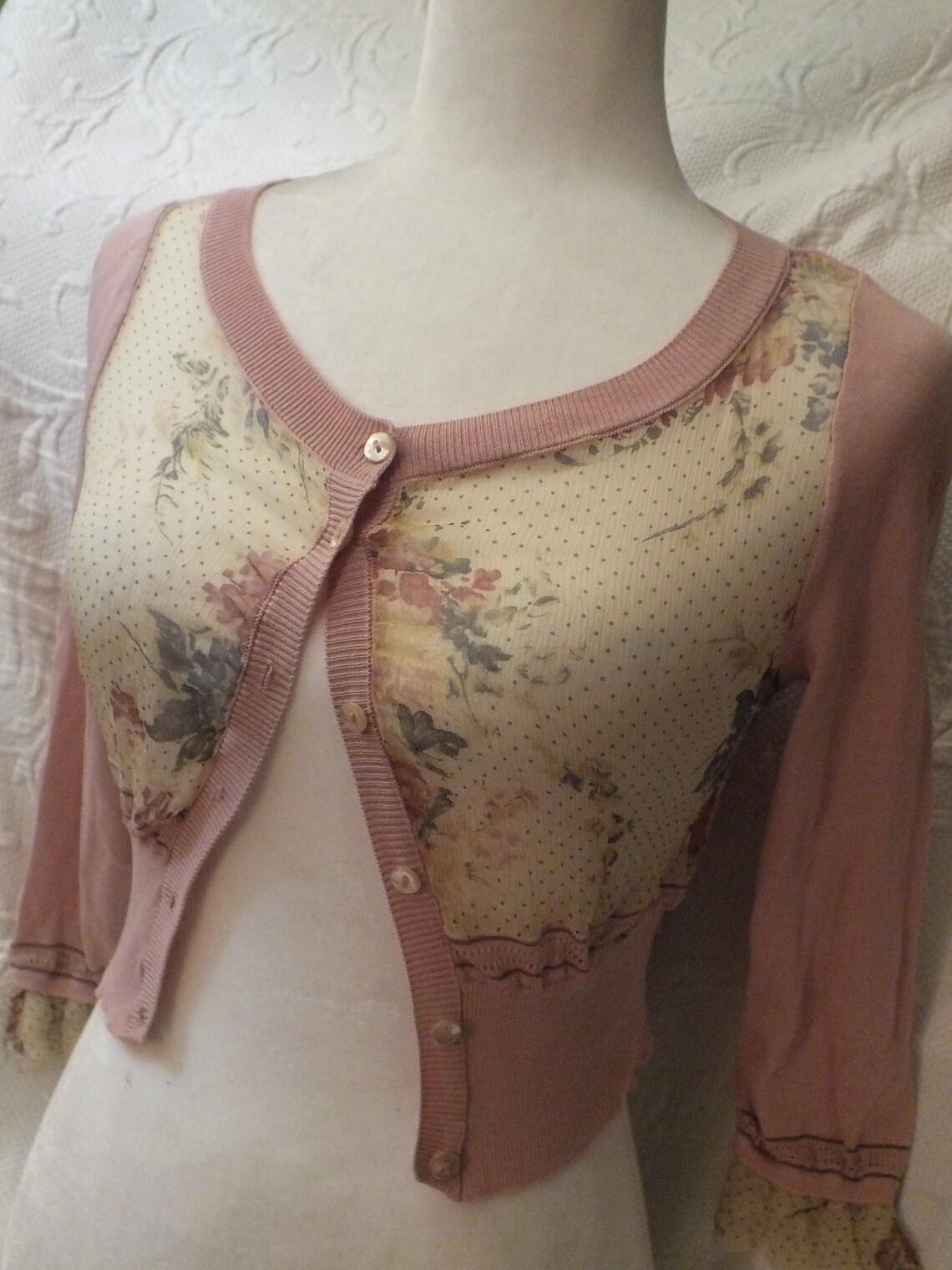 Vintage Red Valentino Feminine Pink Floral Sweater With Lace Detail ...